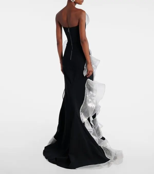 Maticevski Refraction Sequined Ruffled Gown - Black