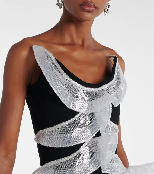 Maticevski Refraction Sequined Ruffled Gown - Black