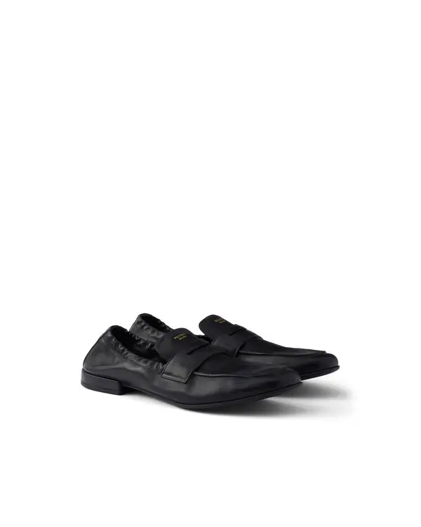 Prada Shuffle Antiqued Leather Loafers - Black
