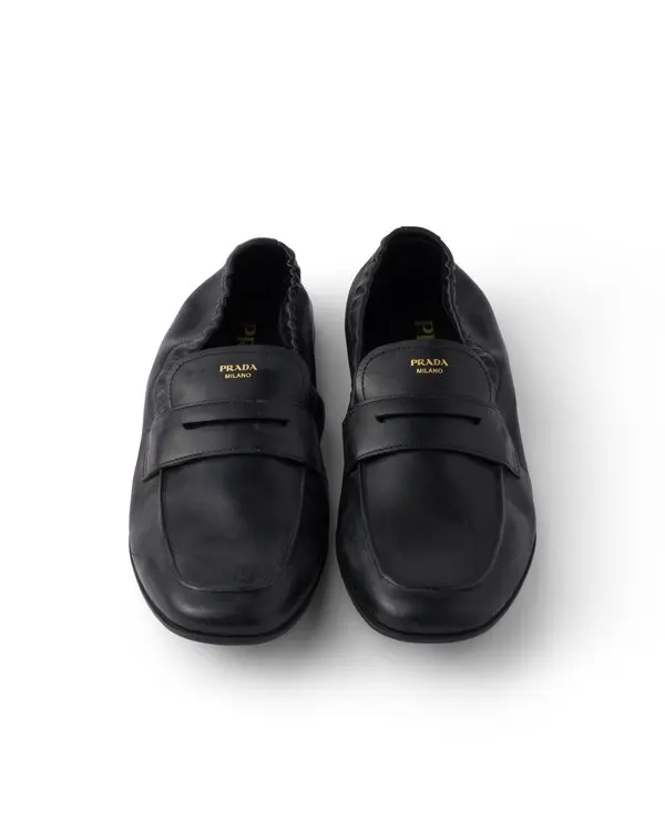 Prada Shuffle Antiqued Leather Loafers - Black