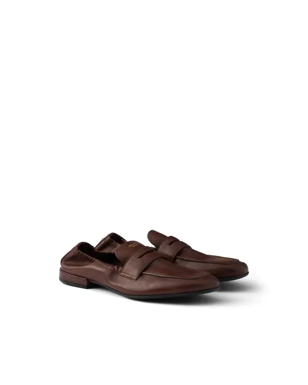 Prada Shuffle Antiqued Leather Loafers - Brown