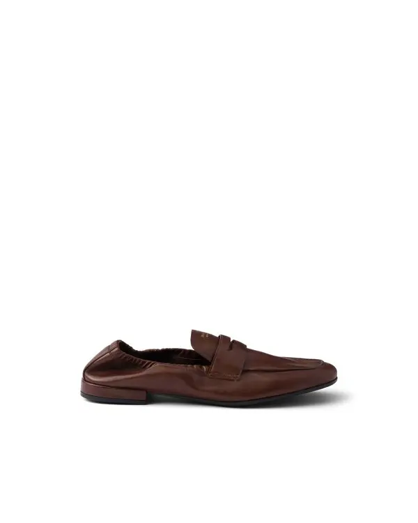Prada Shuffle Antiqued Leather Loafers - Brown