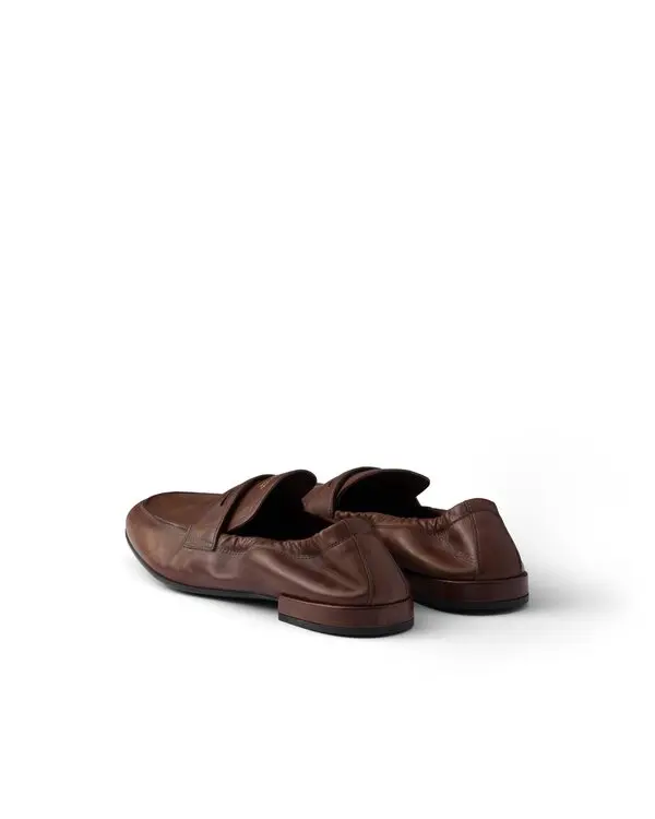 Prada Shuffle Antiqued Leather Loafers - Brown