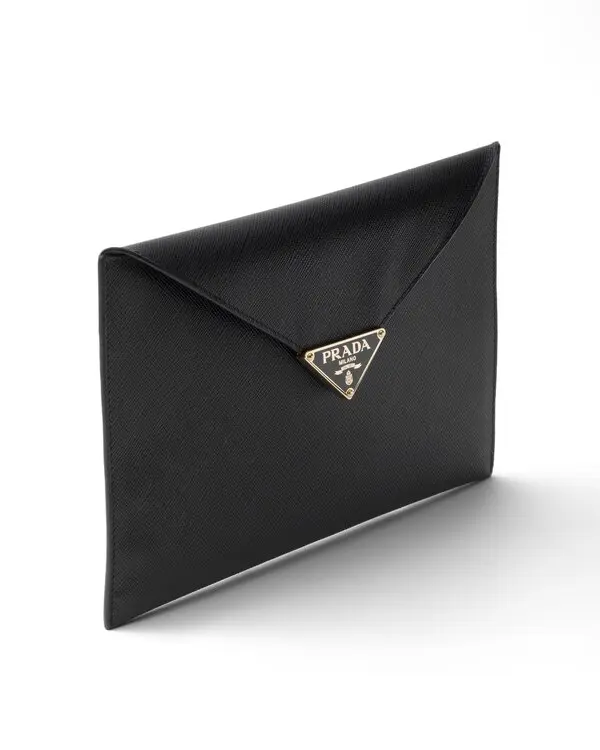 Prada Saffiano Leather Envelope Clutch - Black