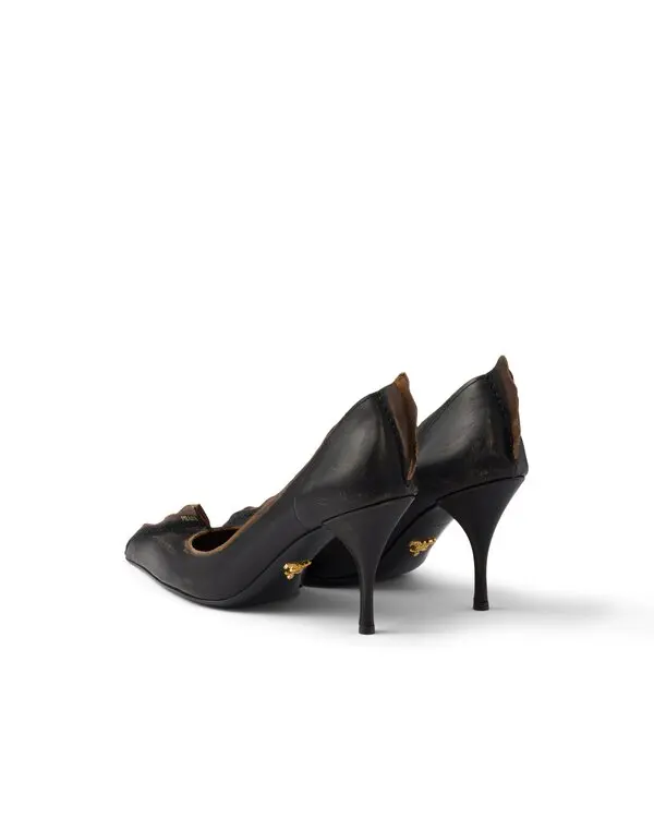 Prada Antiqued Leather Pumps - Black