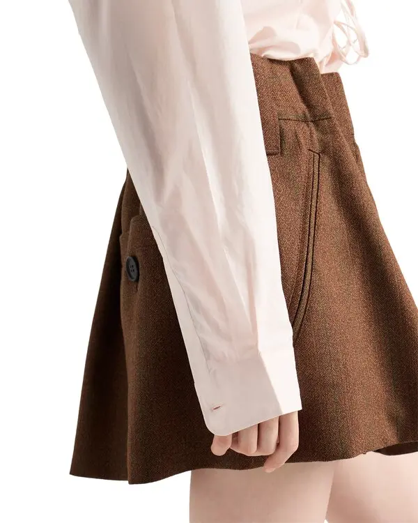 Prada Pinstriped Mouliné Wool Miniskirt