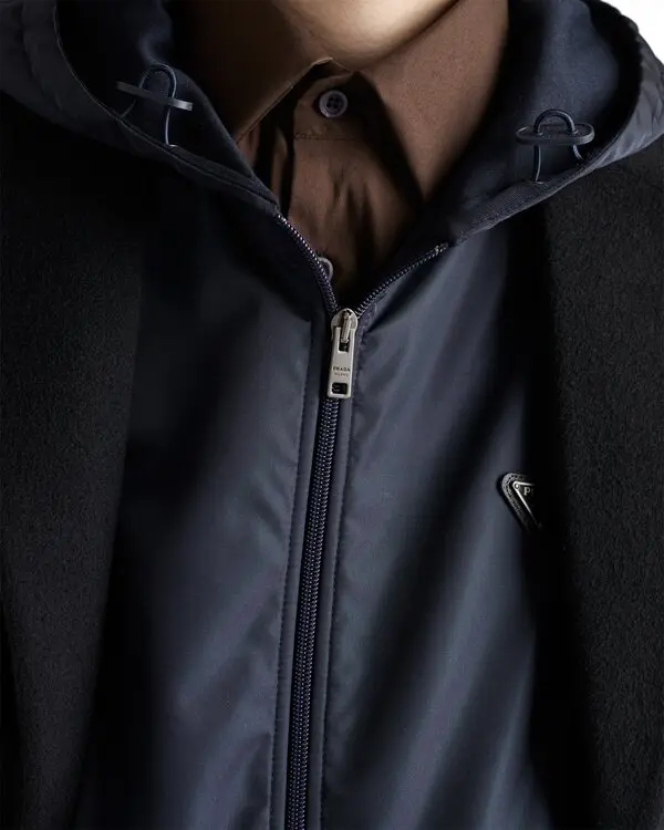 Prada Technical Cotton And Re-nylon Hoodie - Blue