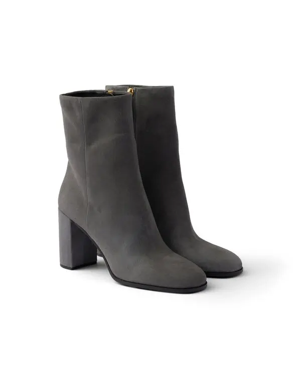 Prada Suede Booties - Grey