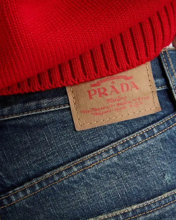 Prada Five-pocket Washed Denim Jeans - Blue