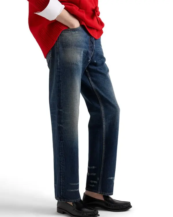 Prada Five-pocket Washed Denim Jeans - Blue