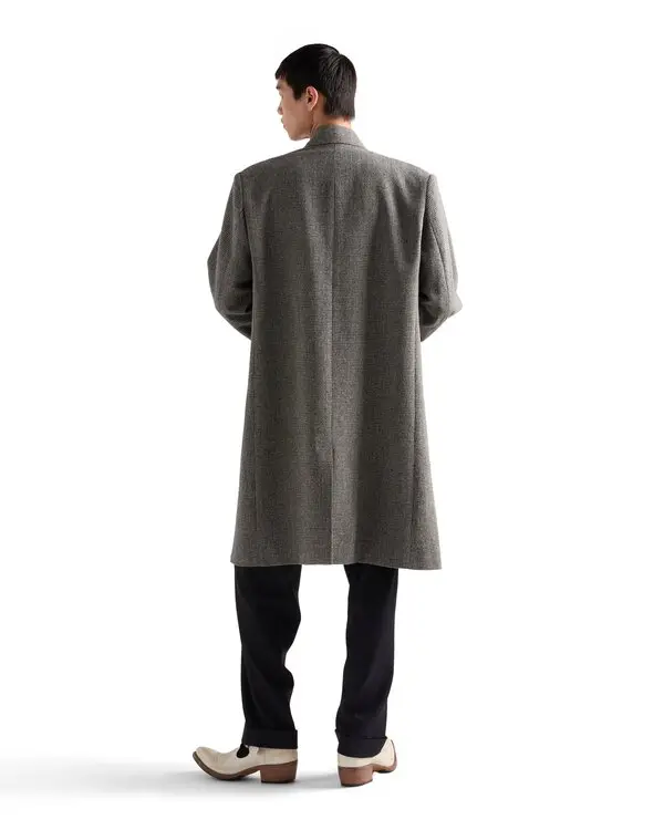 Prada Single-breasted Houndstooth Wool Coat