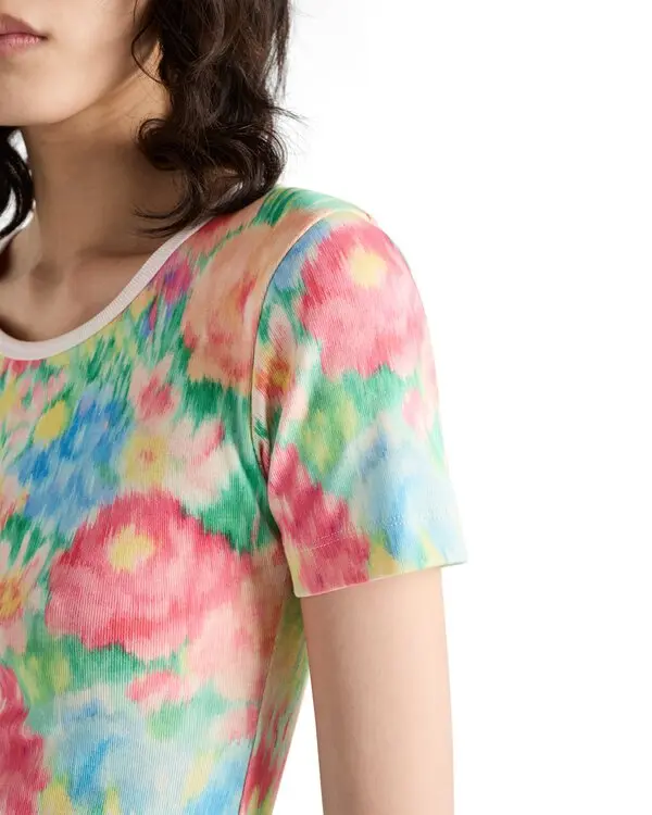 Prada Printed Ribbed Knit T-shirt