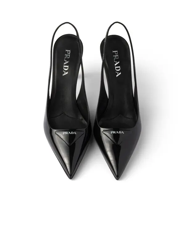 Prada Patent Leather Slingback Pumps - Black