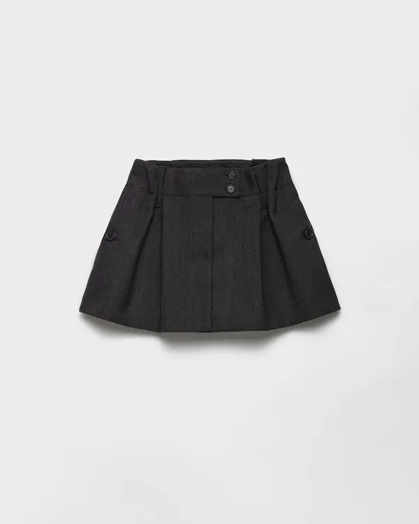 Prada Chevron Wool Mini Skirt - Anthracite Gray