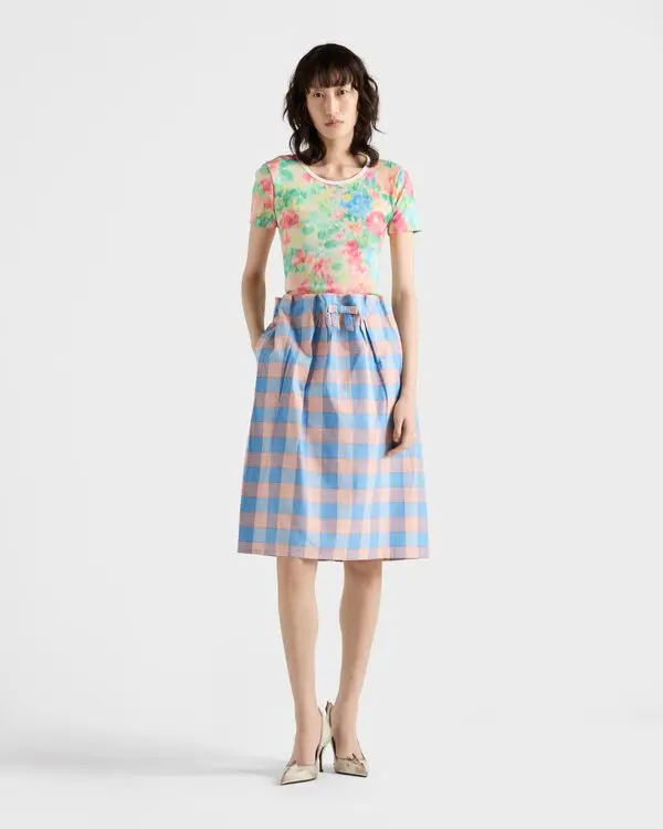 Prada Checked Poplin Midi-skirt - Alabaster Pink