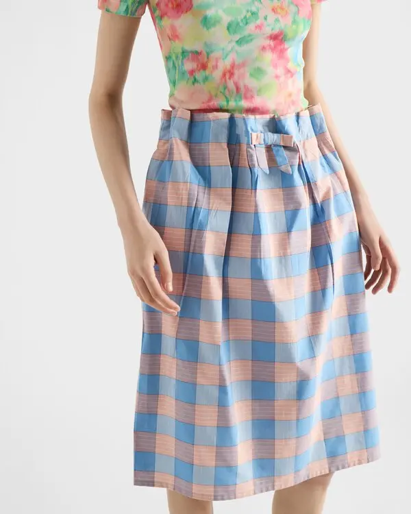 Prada Checked Poplin Midi-skirt - Alabaster Pink