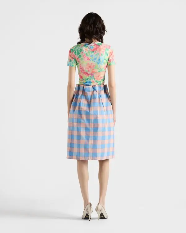 Prada Checked Poplin Midi-skirt - Alabaster Pink