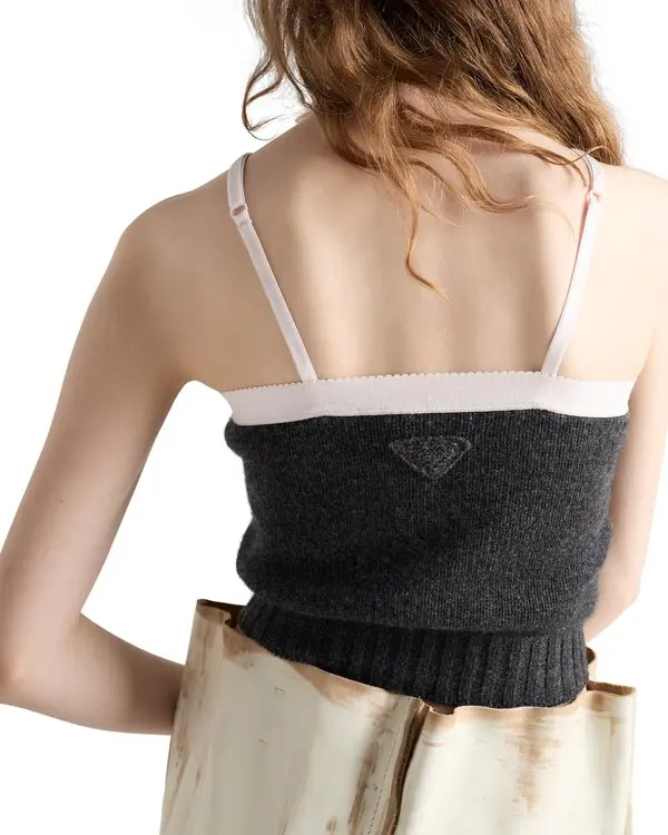 Prada Cashmere And Wool Top - Grey