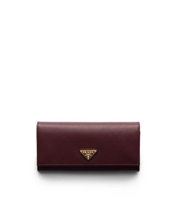 Prada Large Saffiano Leather Wallet - Red
