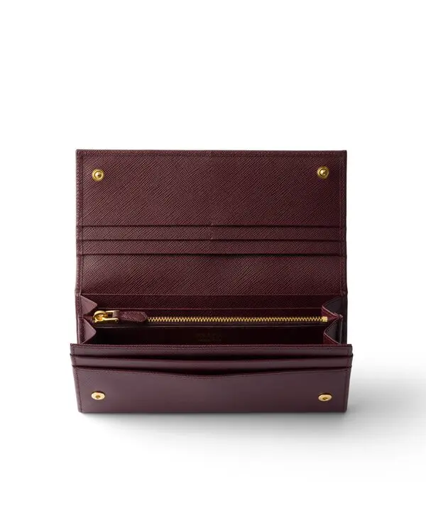 Prada Large Saffiano Leather Wallet - Red