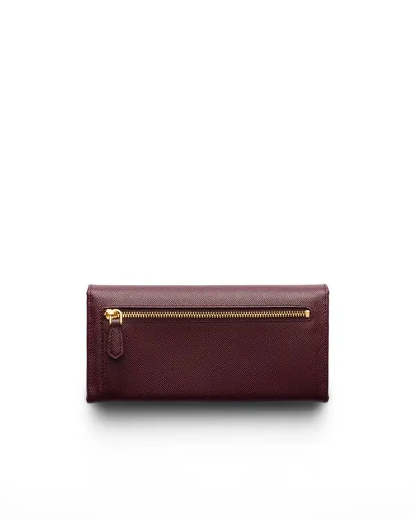 Prada Large Saffiano Leather Wallet - Red