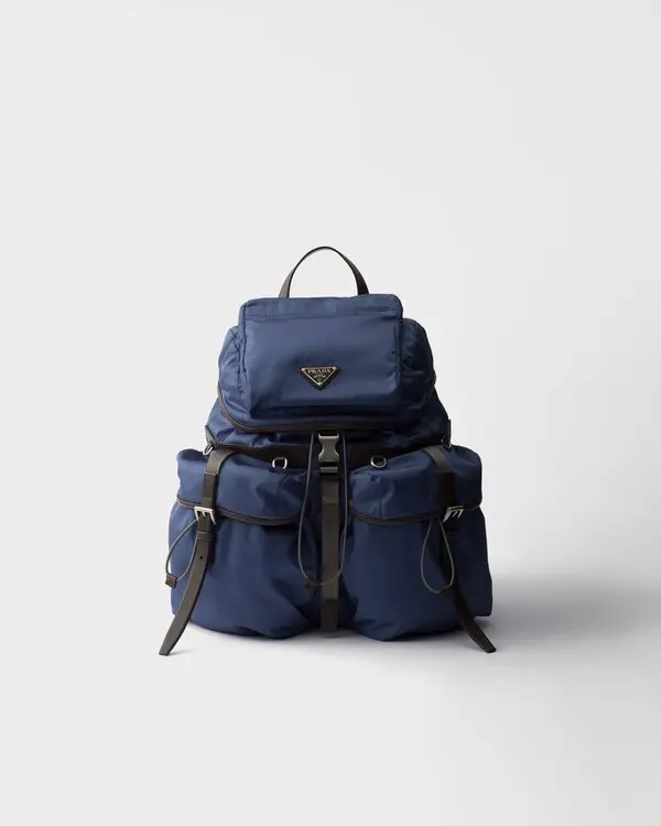 Prada Re-nylon And Leather Backpack - Aviation Blue
