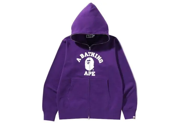 A BATHING APE College Full Zip Hoodie - Purple