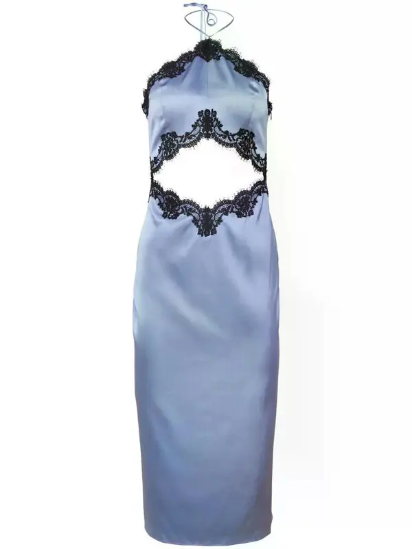FLEUR DU MAL Halterneck Lace Slip Dress