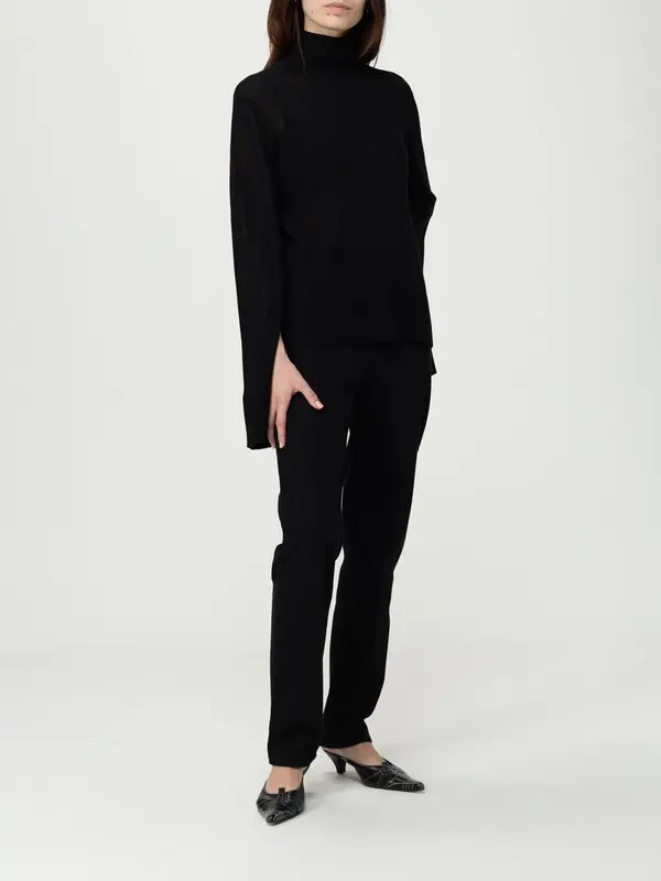 TOTEME Ribbed Trim Turtleneck Sweater - Black
