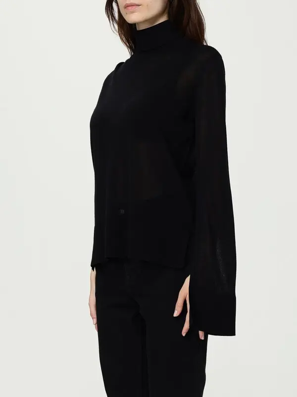 TOTEME Ribbed Trim Turtleneck Sweater - Black