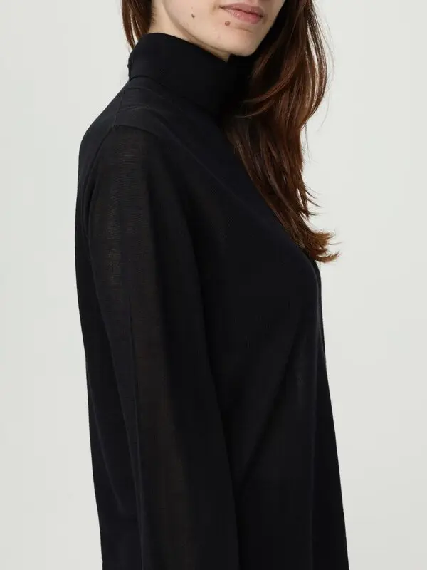 TOTEME Ribbed Trim Turtleneck Sweater - Black
