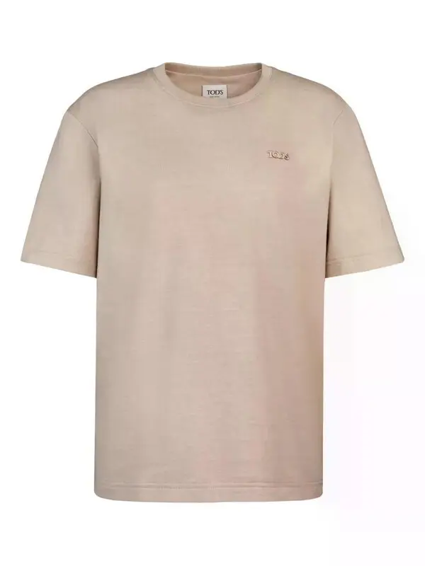 TOD'S Logo-embroidered T-shirt - Neutrals