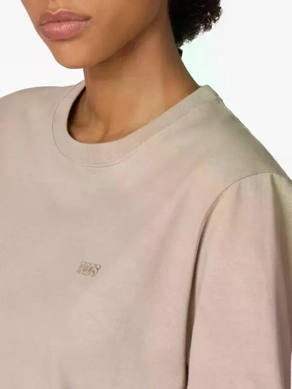TOD'S Logo-embroidered T-shirt - Neutrals