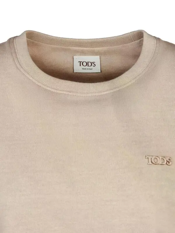 TOD'S Logo-embroidered T-shirt - Neutrals