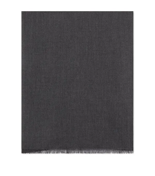 TOM FORD Cashmere-silk Logo Scarf - Grey