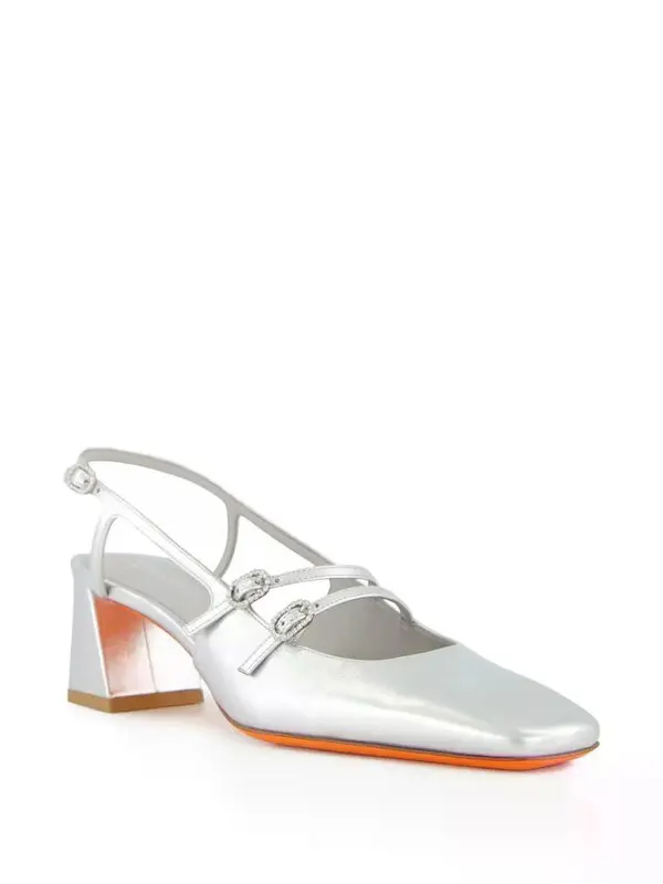 Santoni Metallic Slingback Heels