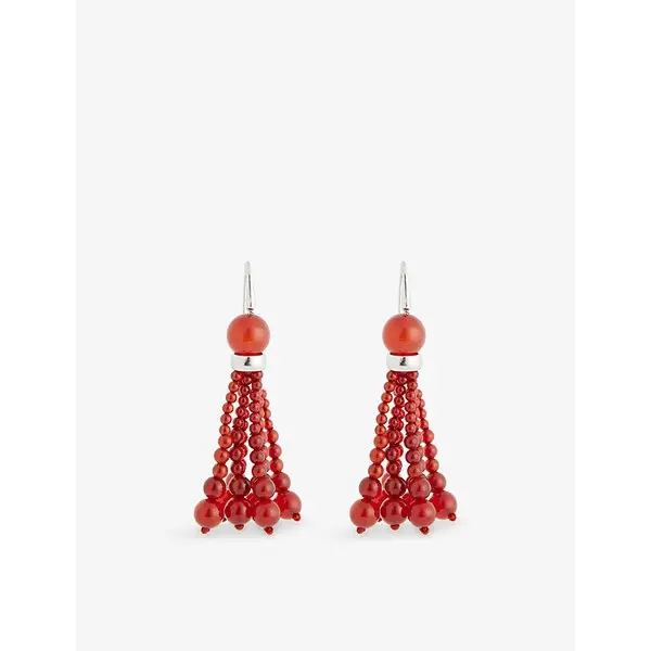 Le Sundial Venice Opera Sterling-silver And Carnelian Drop Earrings - Red