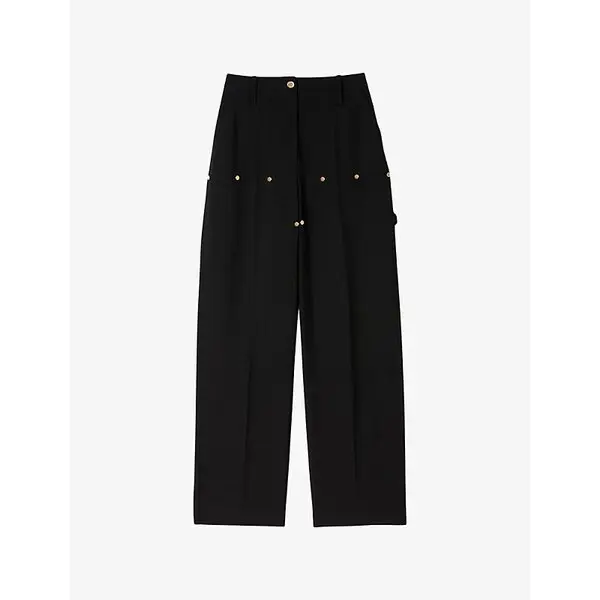 Sandro High-rise Wool-blend Trousers