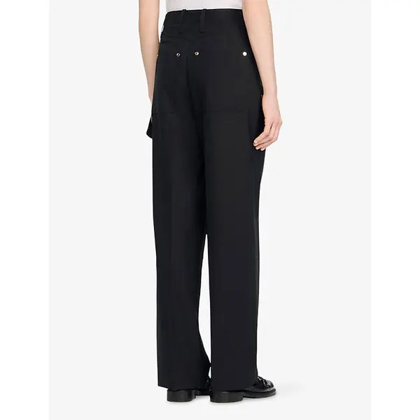 Sandro High-rise Wool-blend Trousers