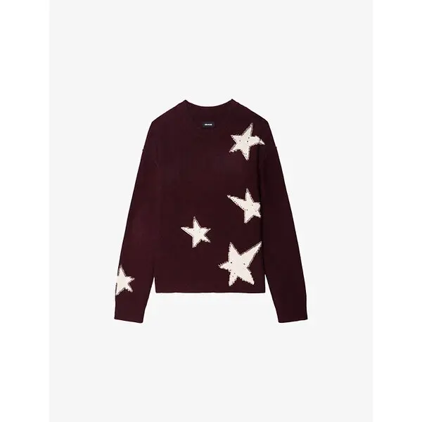 Zadig&Voltaire Star-pattern Cashmere Jumper - Burgundy