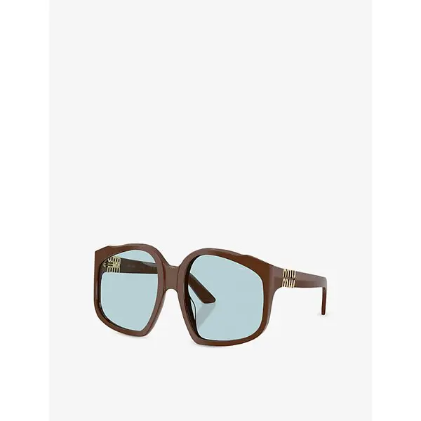 Miu Miu Irregular-frame Acetate Sunglasses - Brown