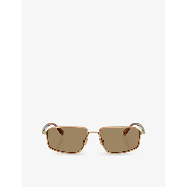 Brunello Cucinelli Rectangular-frame Metal Sunglasses - Gold