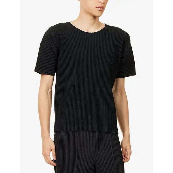 Issey Miyake Basics Pleated Knitted T-shirt - Black