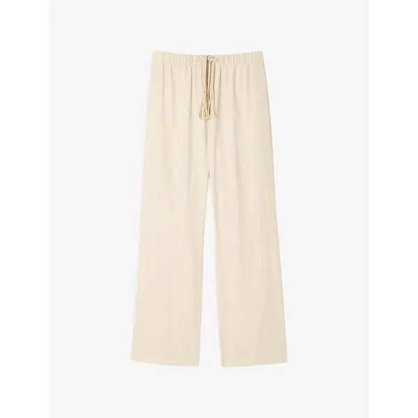 Sandro Drawstring-waist Wide-leg Cotton Trousers