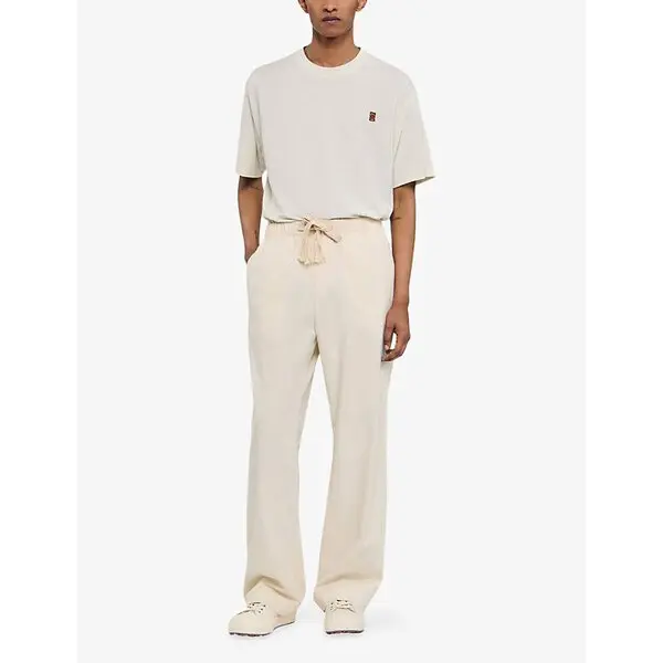 Sandro Drawstring-waist Wide-leg Cotton Trousers