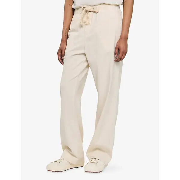 Sandro Drawstring-waist Wide-leg Cotton Trousers