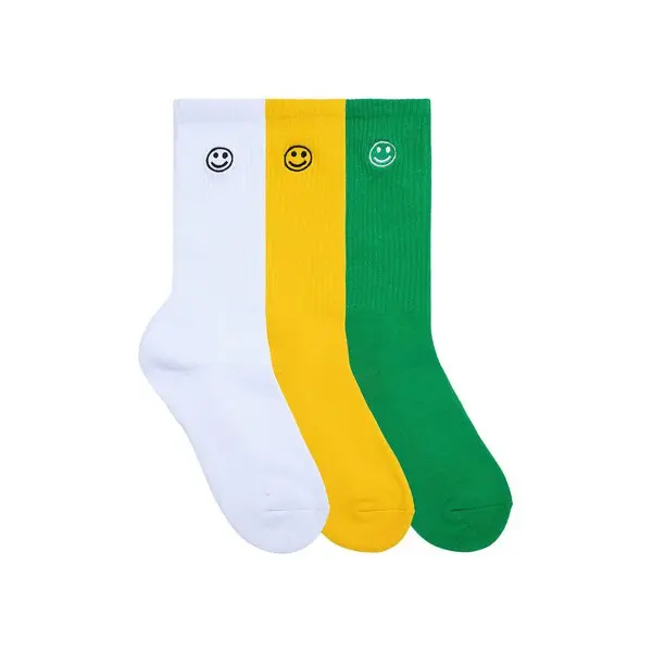 GOLF WANG Smiley Embroidered Socks Pack Of 3 - White