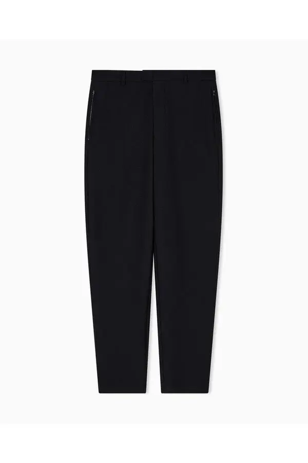 Emporio Armani Technical Jersey Trousers With 3d-effect Micro Texture - Black