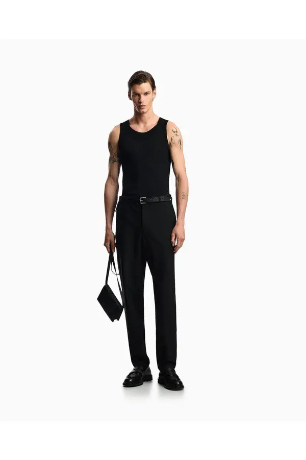 Emporio Armani Technical Jersey Trousers With 3d-effect Micro Texture