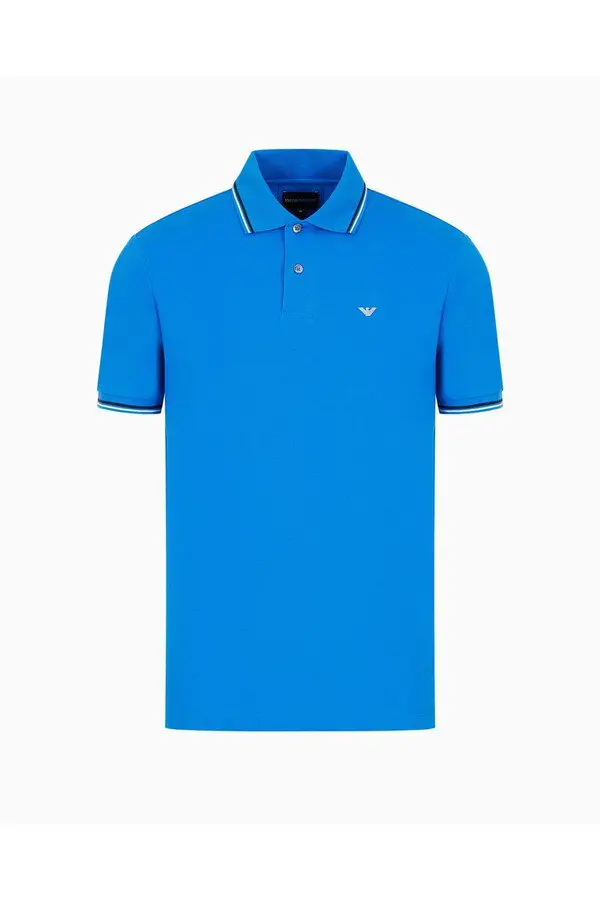 Emporio Armani Cotton Polo Shirt - Blue